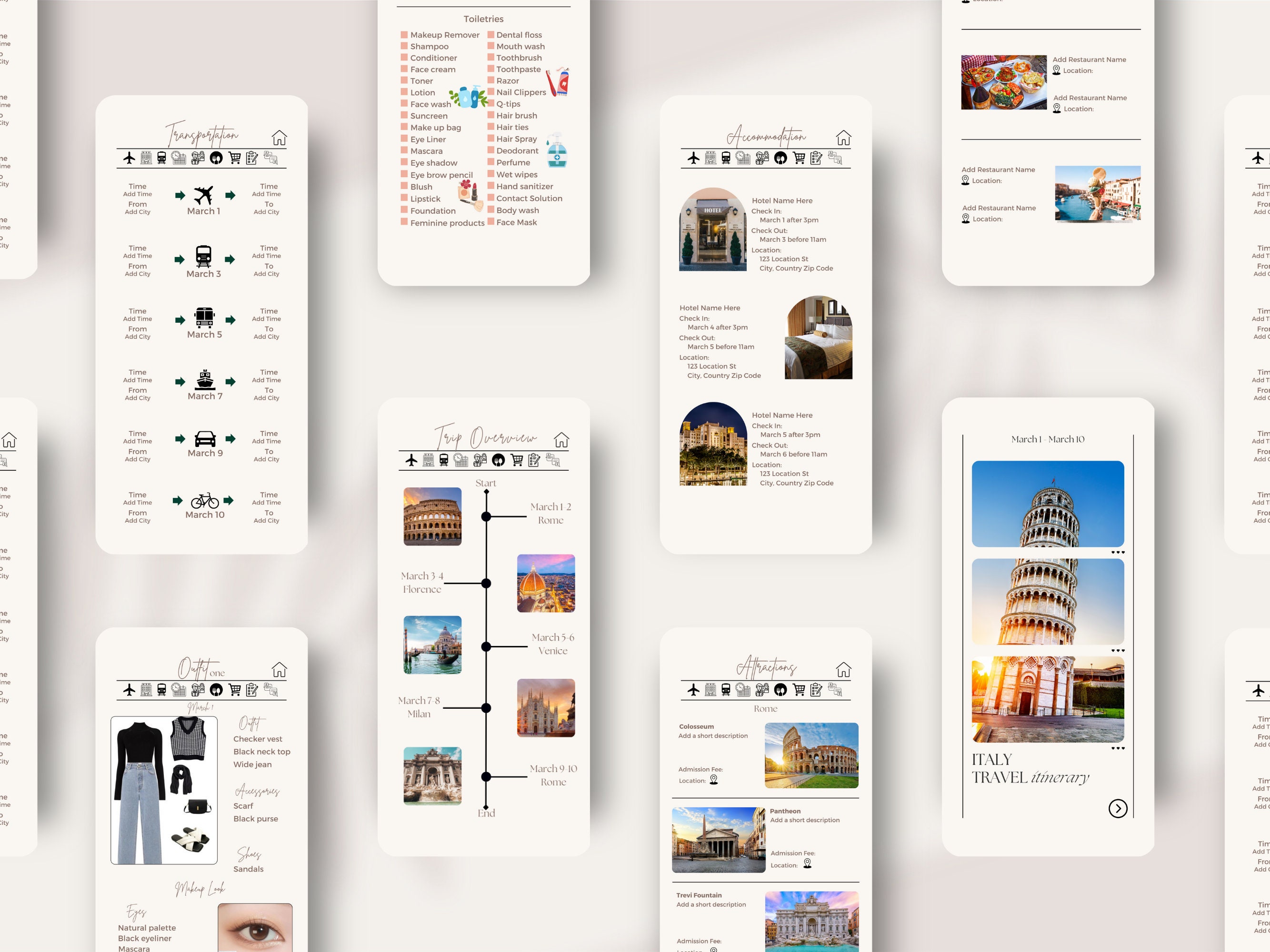 Italy Travel Planner Travel Itinerary Template Printable Travel Guide ...