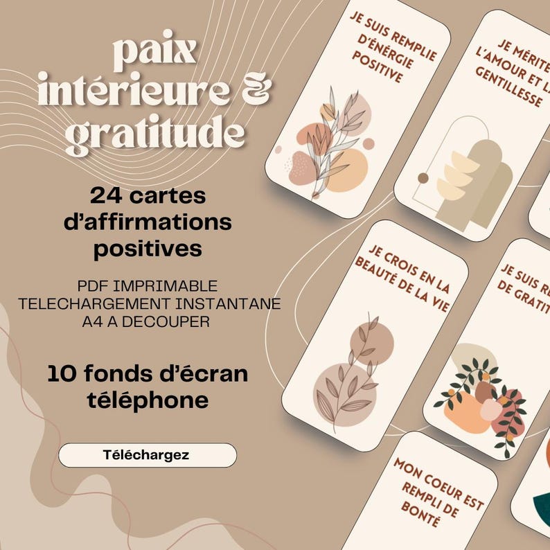 24 Cartes Affirmations Positives PDF Imprimables | Paix Intérieure Et ...
