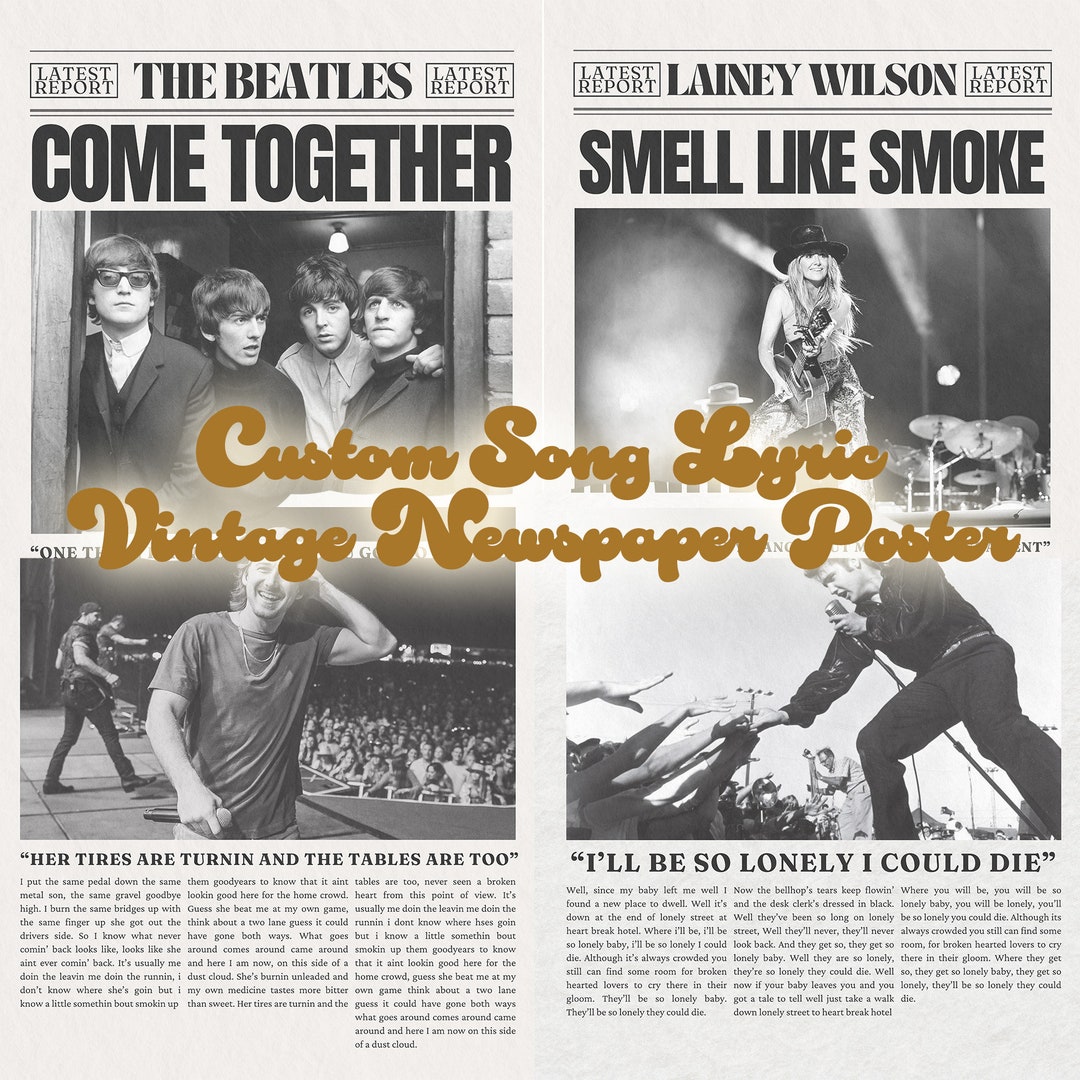 Vintage Song Newspaper Poster - Etsy