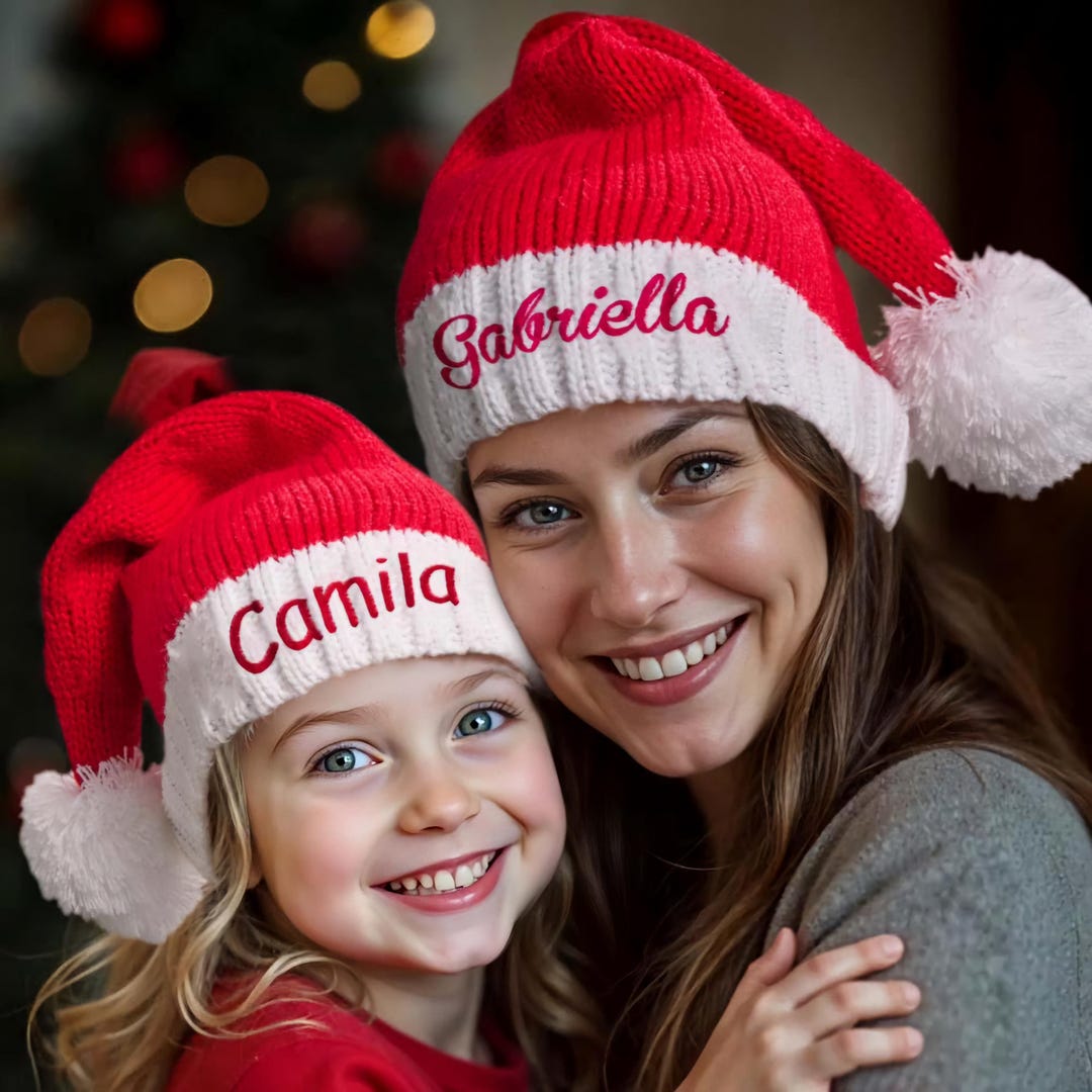 Personalized Knit Santa Hat Custom Santa Hats for Family Matching ...