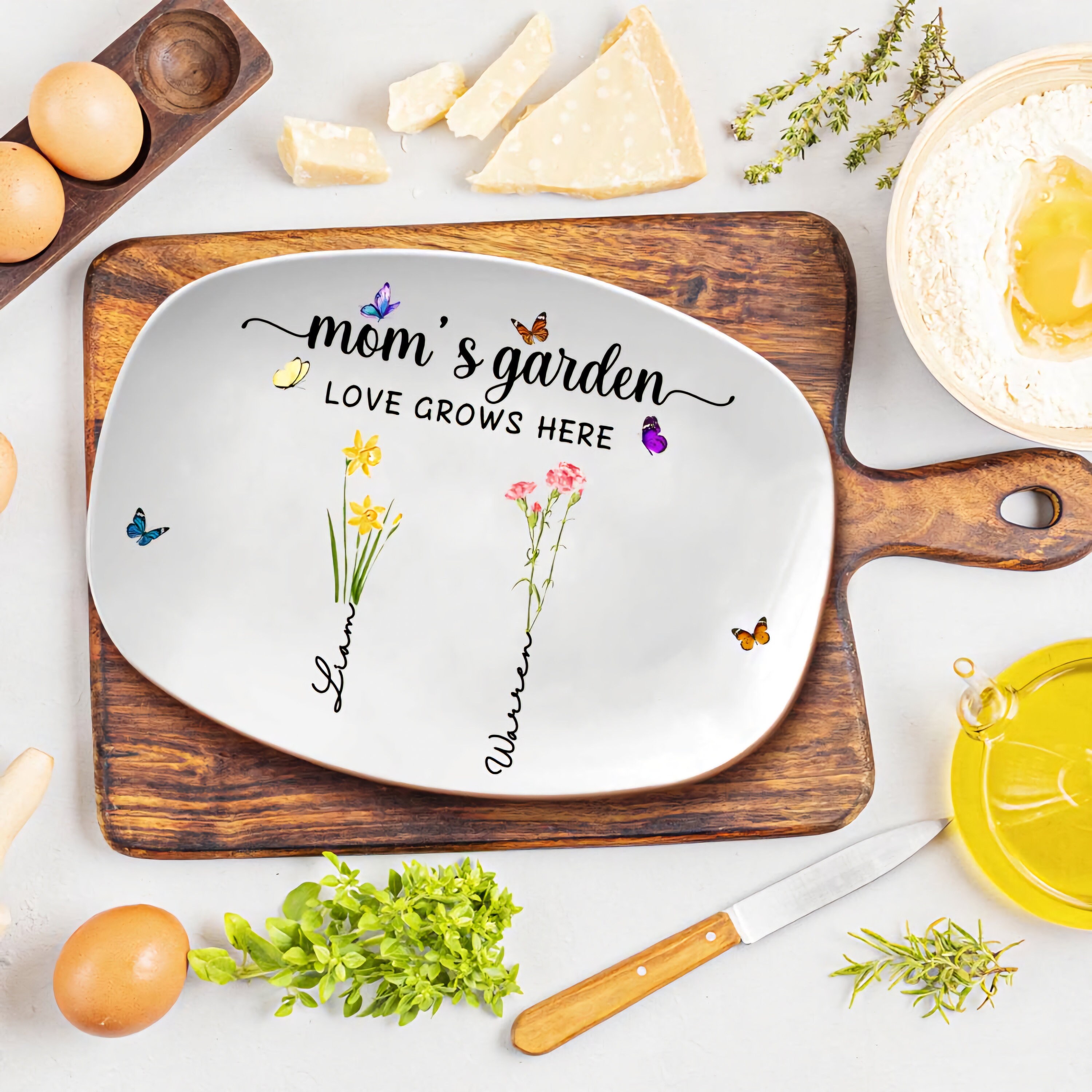 Family Birth Flower Personal Platter for Mom Birth Month Flowers Kids ...