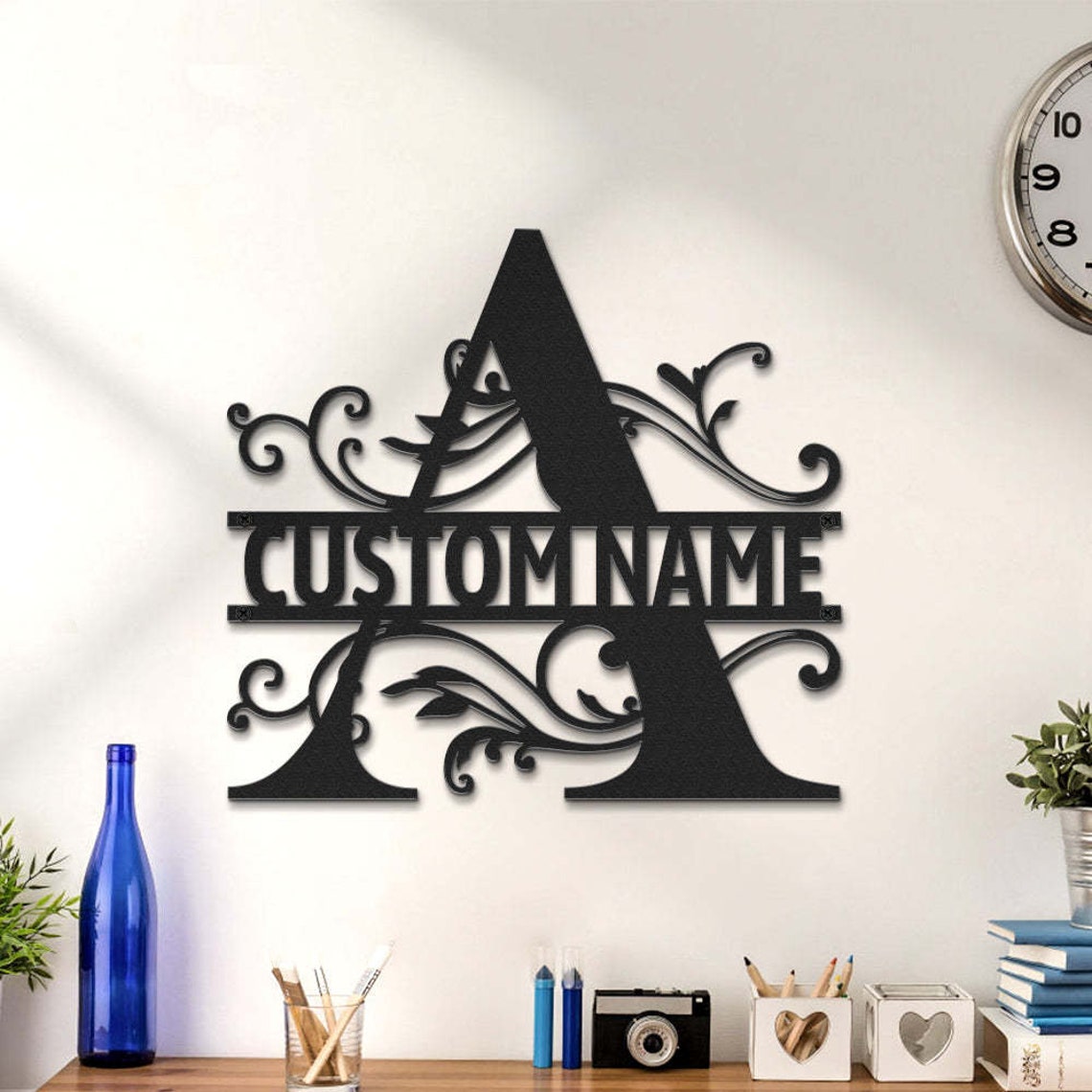 Custom Metal Name Sign With LED Lights: Personalized Monogram Art - Etsy
