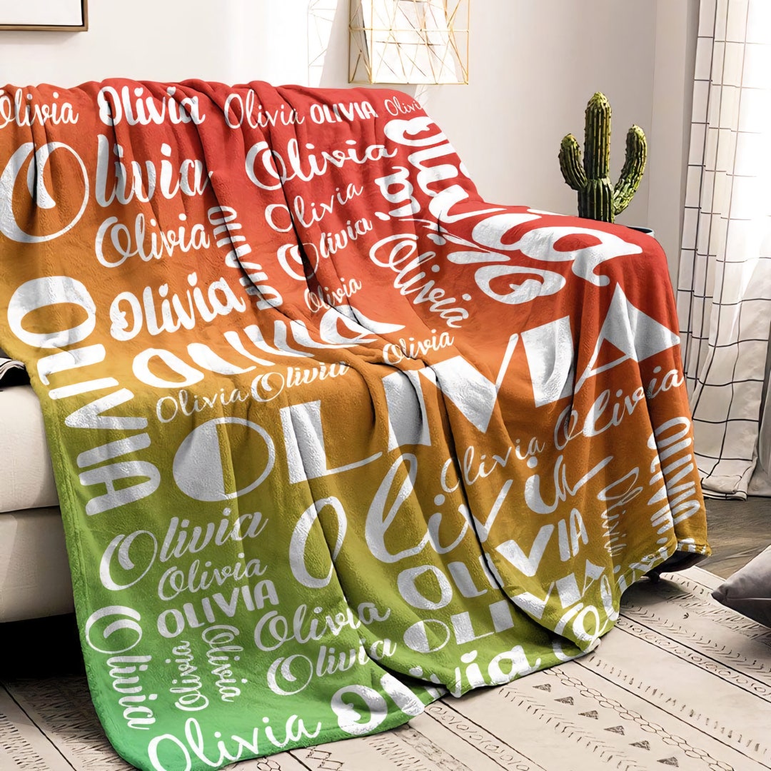Personal Blanket With Name Custom Blanket Text Name Swaddle Decorative ...