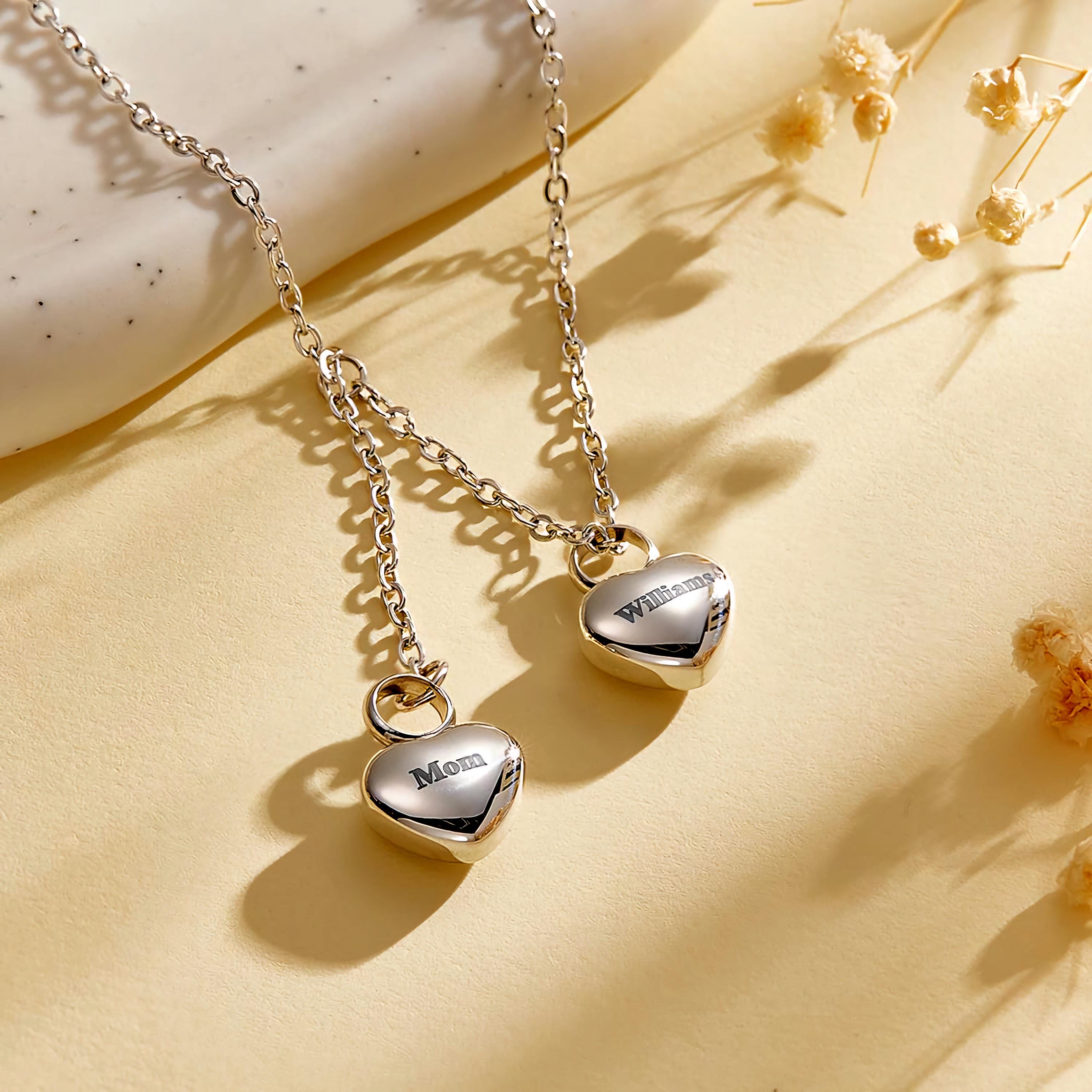 Family Member Loss Heart Urn Engraved Necklace Mourning Jewelry Grief ...