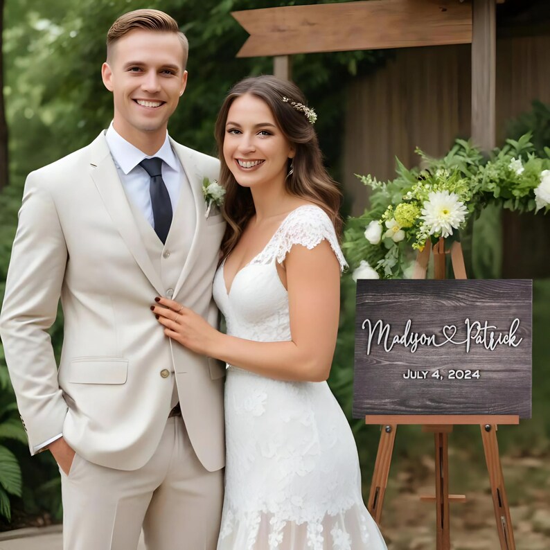 Wedding Welcome Sign Couple Names Wood Wedding Venue Sign Custom Wooden ...