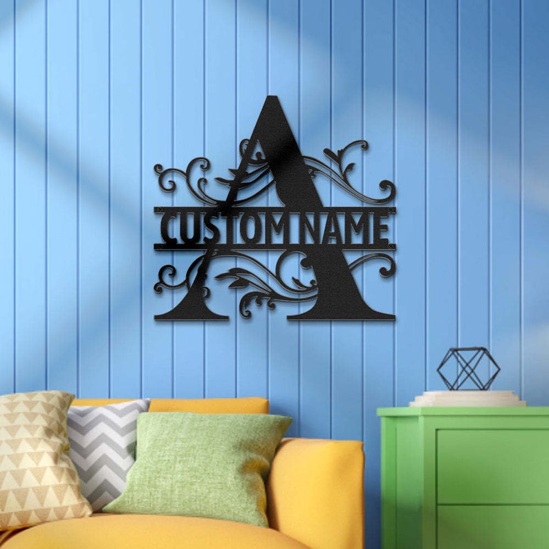 Custom Metal Name Sign With LED Lights: Personalized Monogram Art - Etsy
