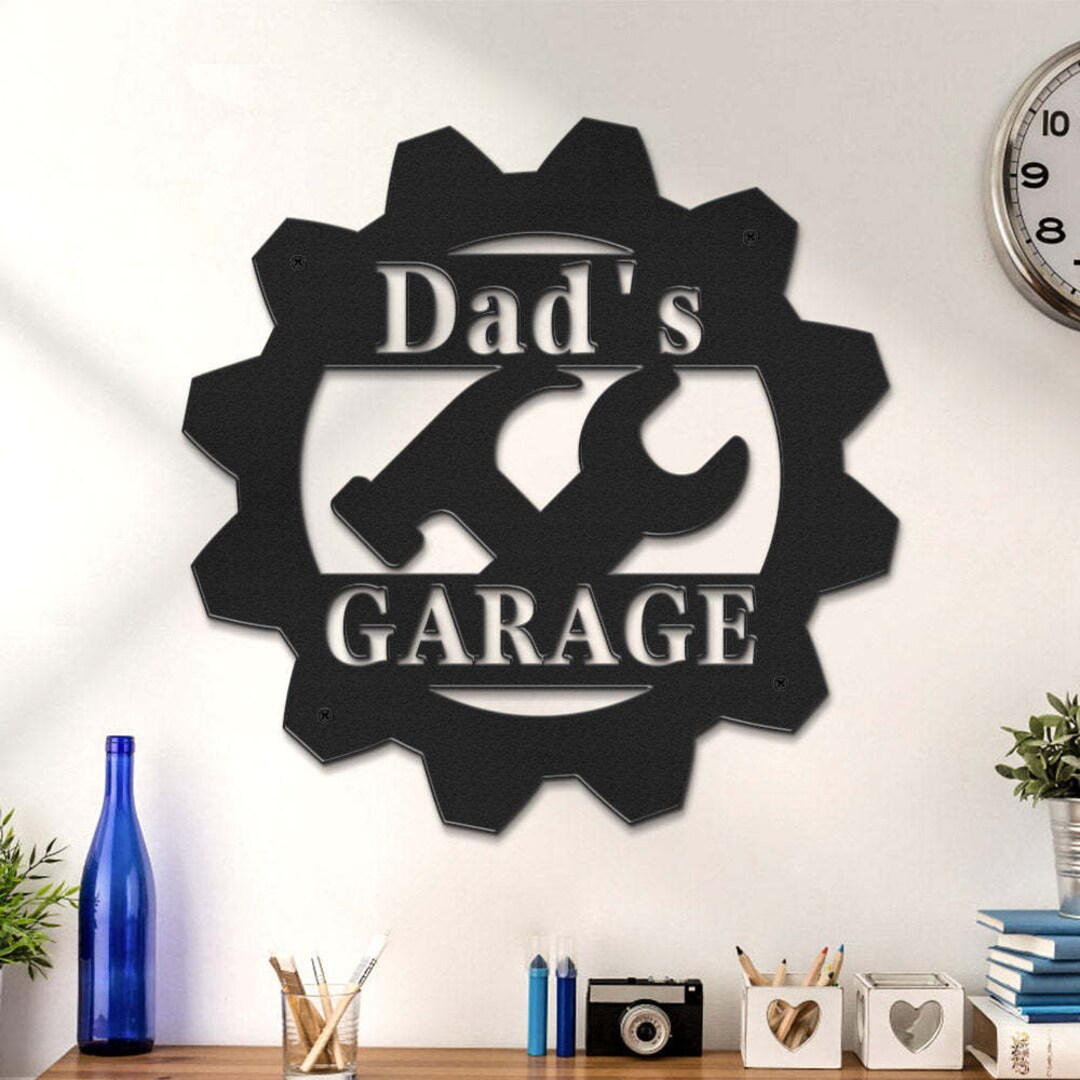 Personalized Metal Dads Garage Sign With Lights Ultimate Dad Cave Decor ...