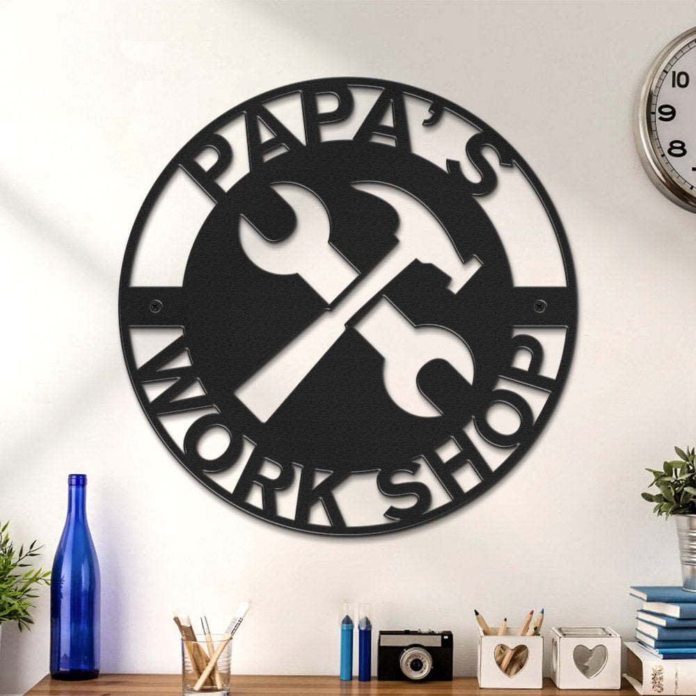 Custom Metal Workshop Sign With Lights Dads Workshop Metal Art With LED ...