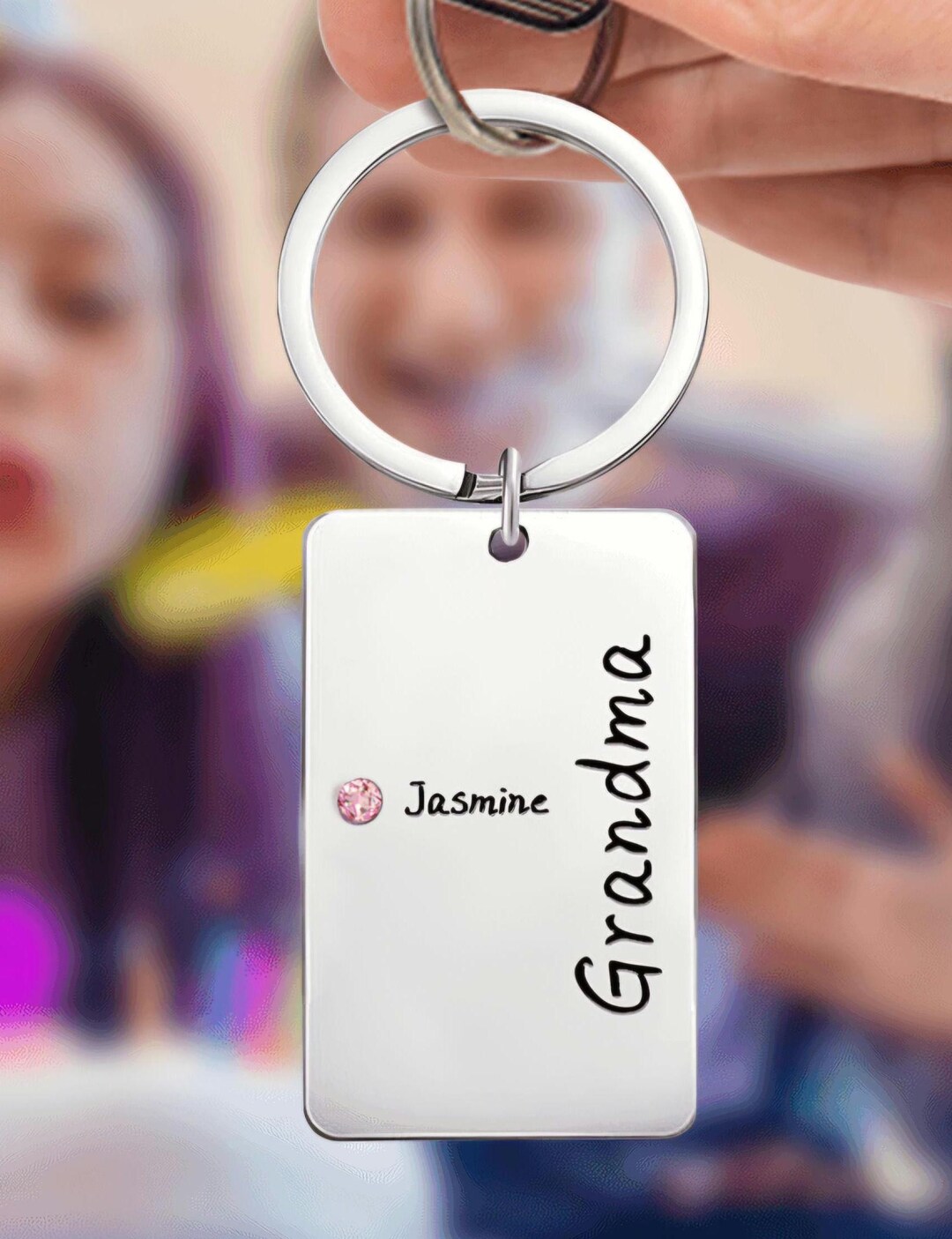 Custom Keychain for Grandma With Grandkids Name & Birthstone ...