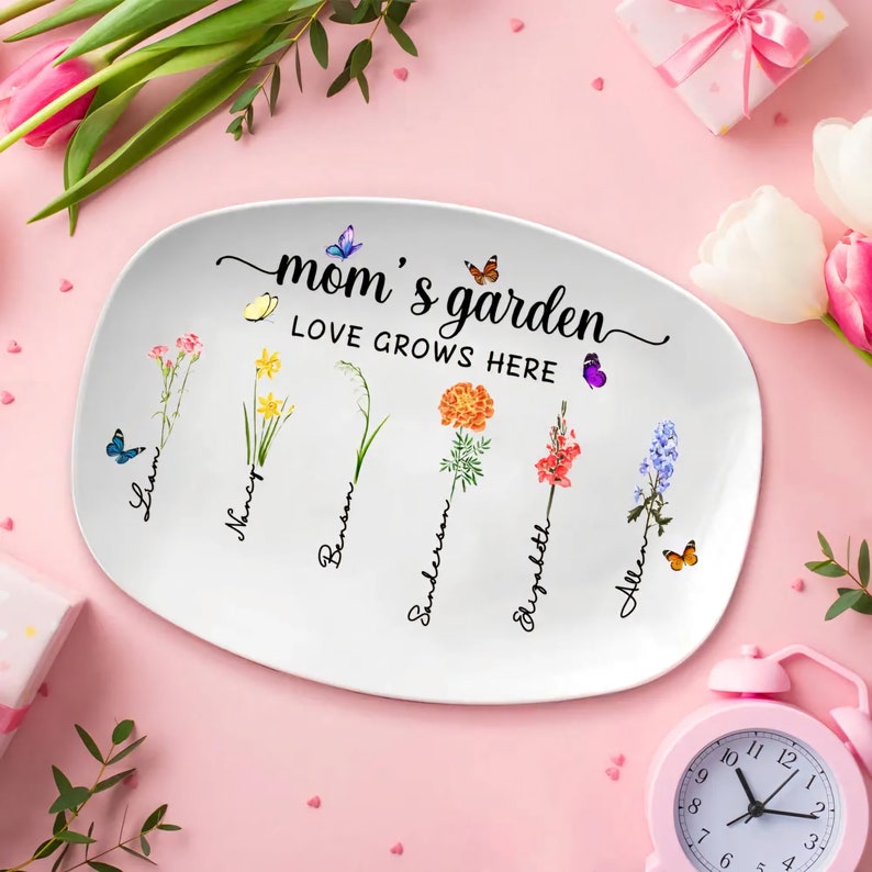 Family Birth Flower Personal Platter for Mom Birth Month Flowers Kids ...