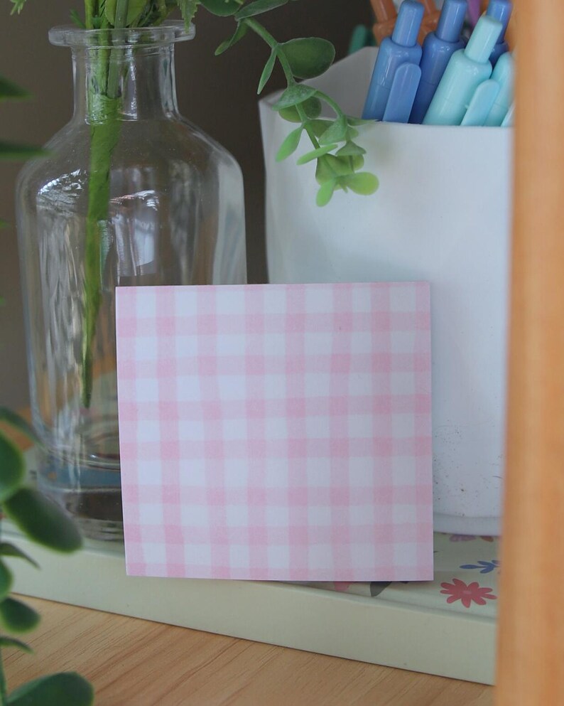 Pink Gingham Sticky Notes | Post-its, Memo Pad, Notes - Etsy
