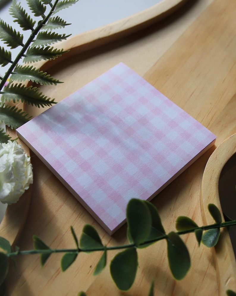 Pink Gingham Sticky Notes | Post-its, Memo Pad, Notes - Etsy