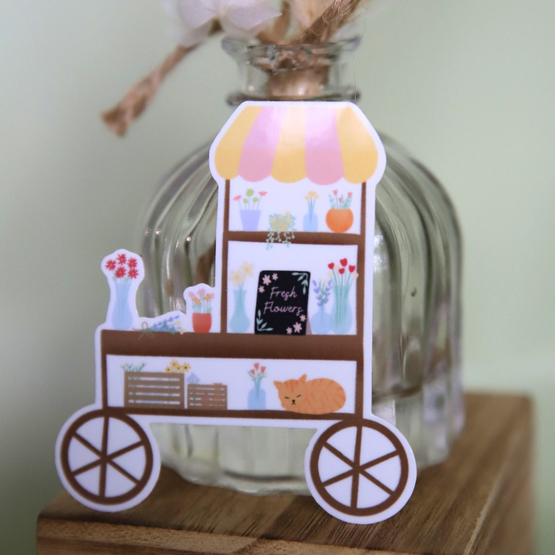 Flower Stall Sticker Glossy, Vinyl, Waterproof Sticker - Etsy