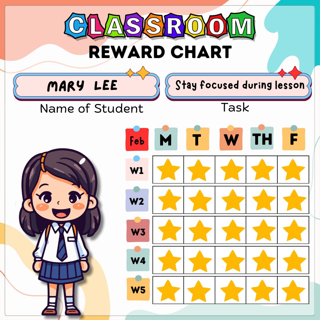 Classroom Reward Chart Printable individual - Etsy