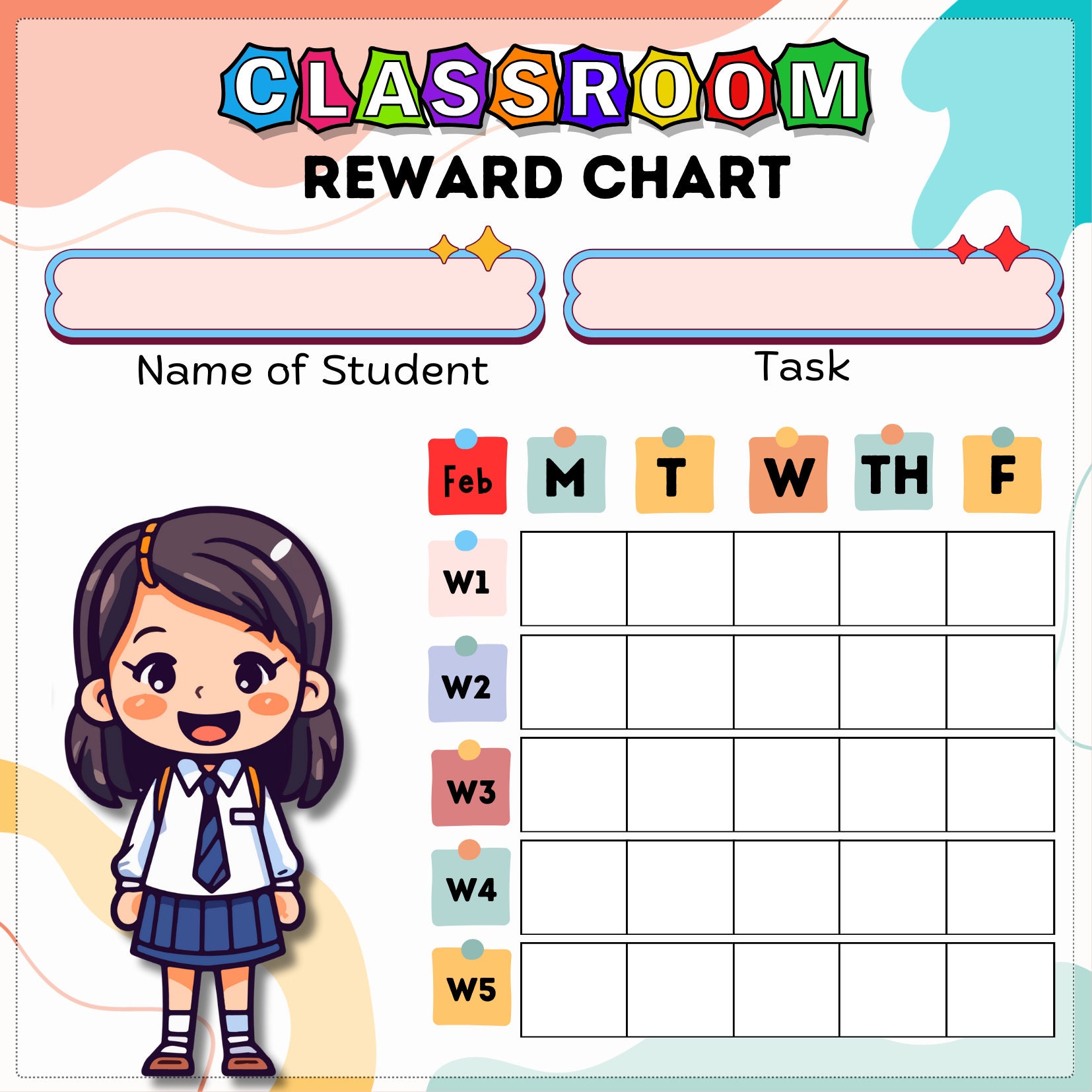 Classroom Reward Chart Printable individual - Etsy