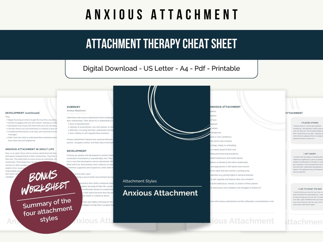 Anxious Attachment Cheat Sheet Anxious Attachment Worksheet Anxious ...