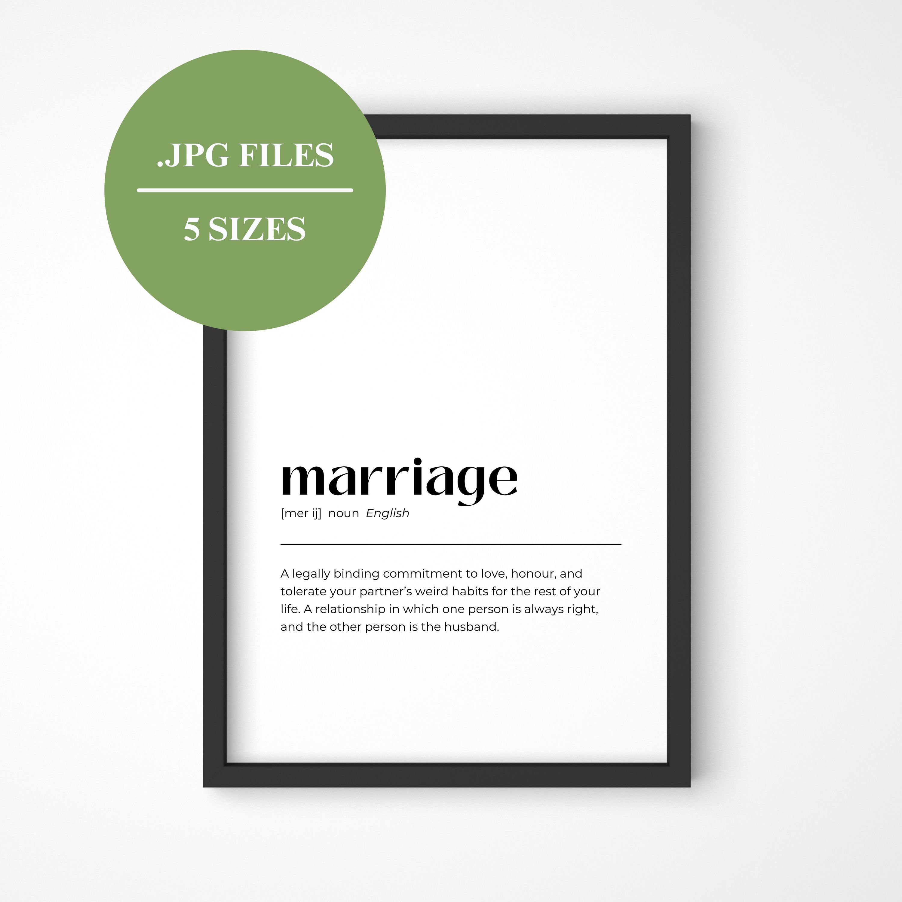 Marriage Definition Poster - Etsy