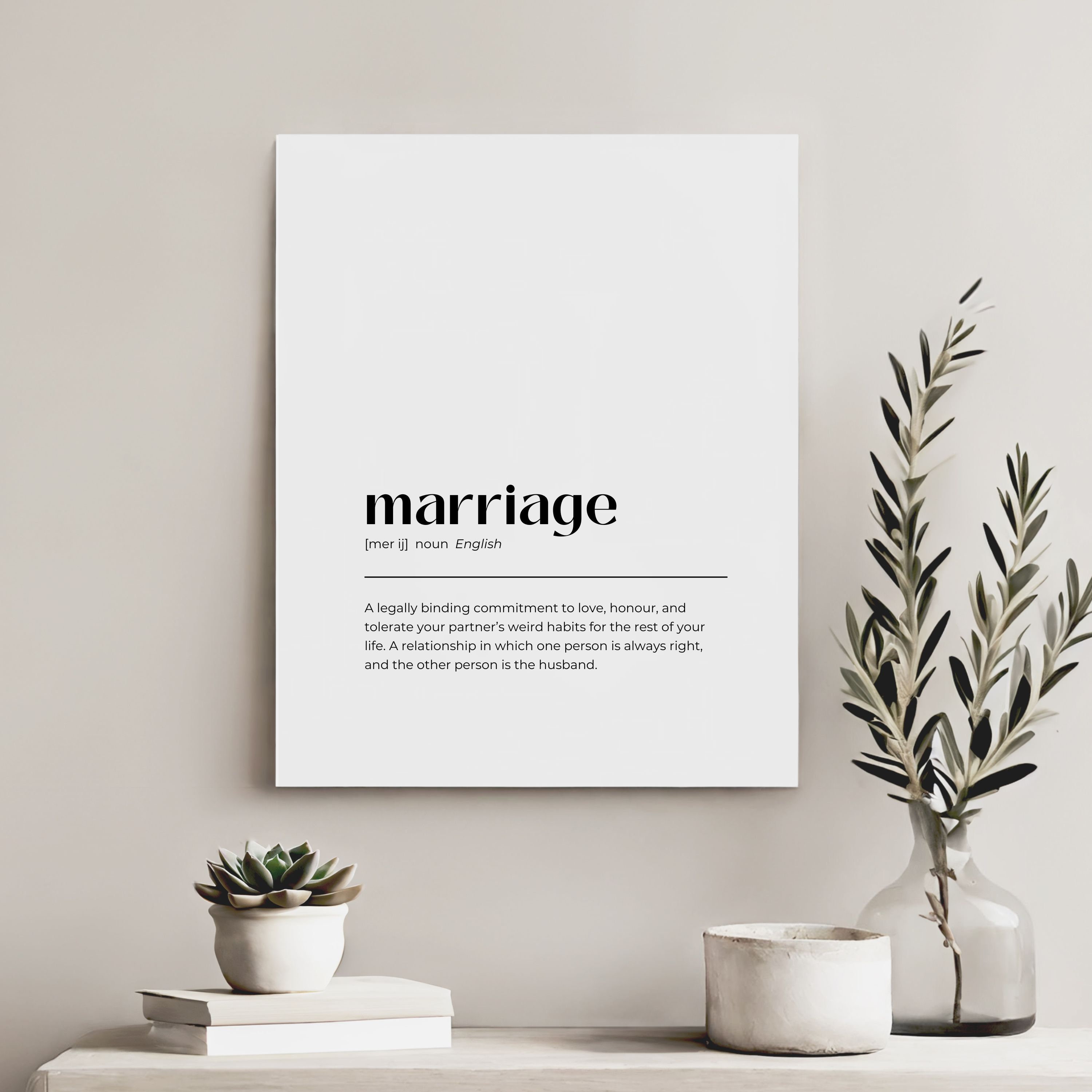 Marriage Definition Poster - Etsy