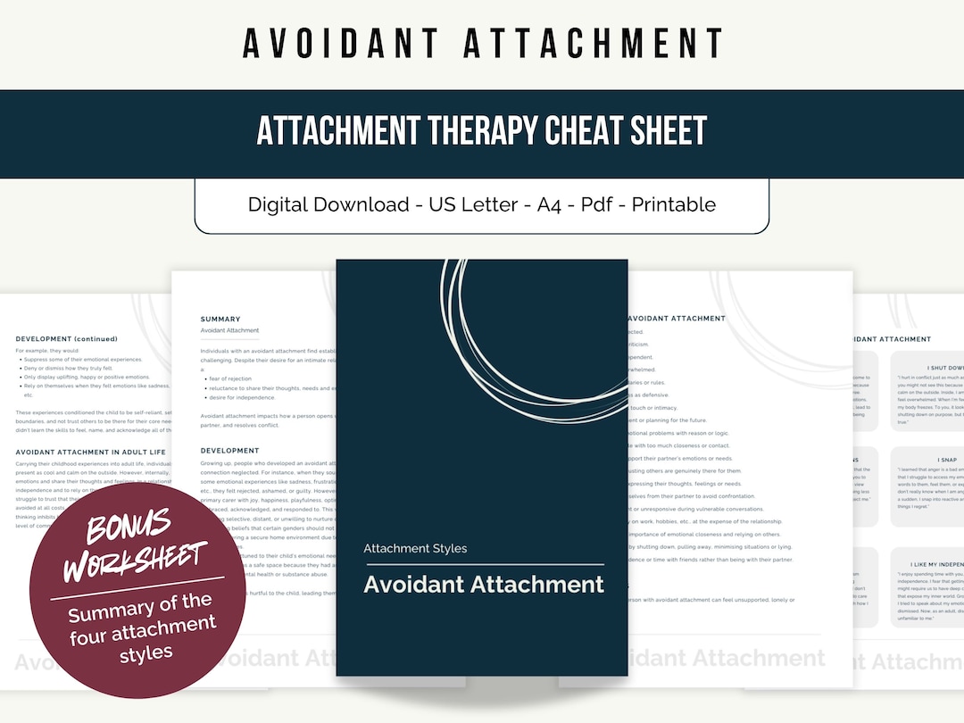 Avoidant Attachment Cheat Sheet Avoidant Attachment Worksheet Avoidant ...