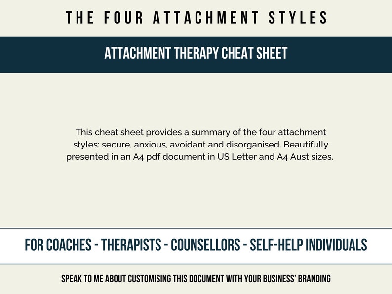 The Four Attachment Styles Cheat Sheet Attachment Therapy Worksheets ...