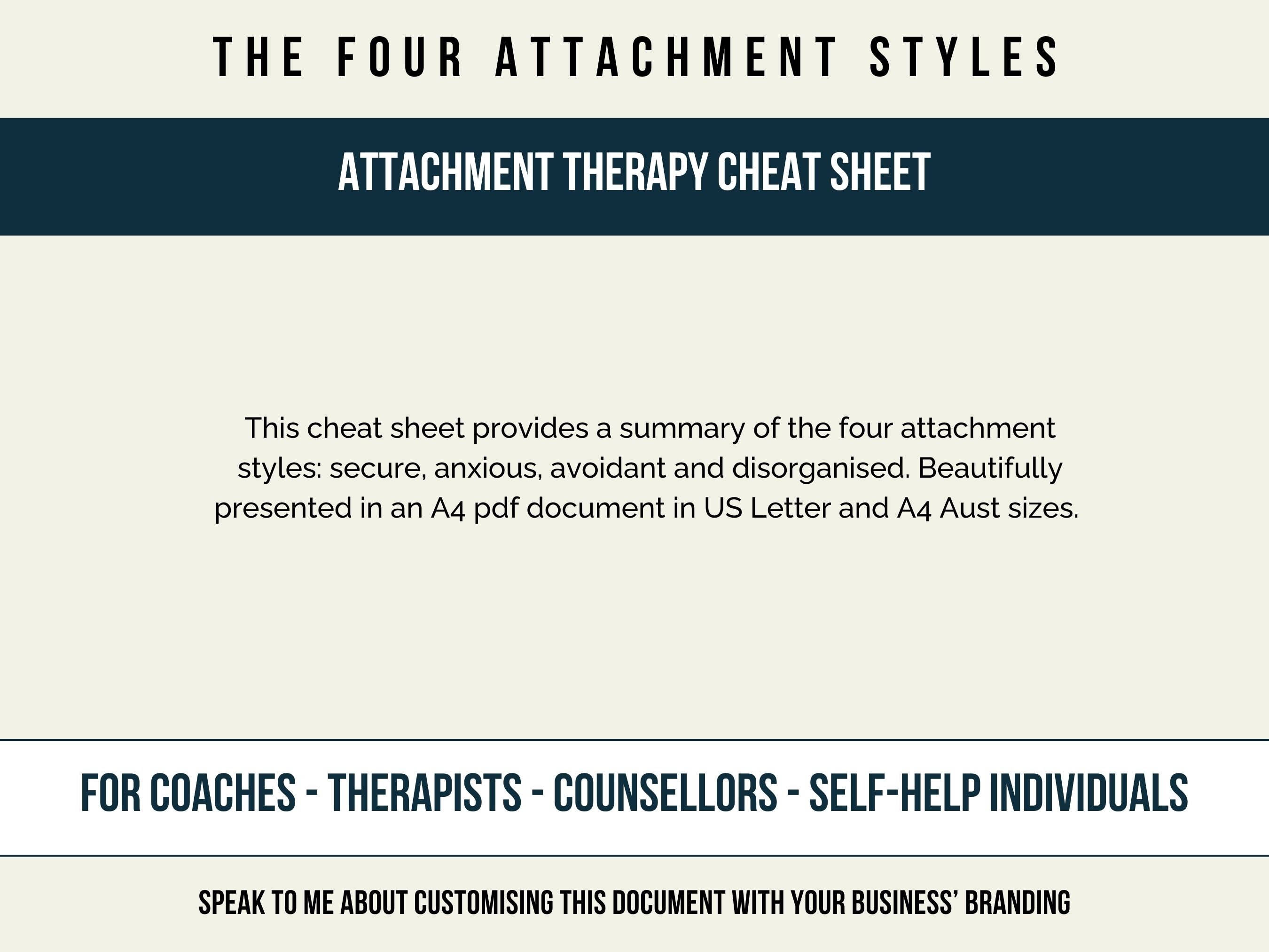 The Four Attachment Styles Cheat Sheet Attachment Therapy Worksheets ...