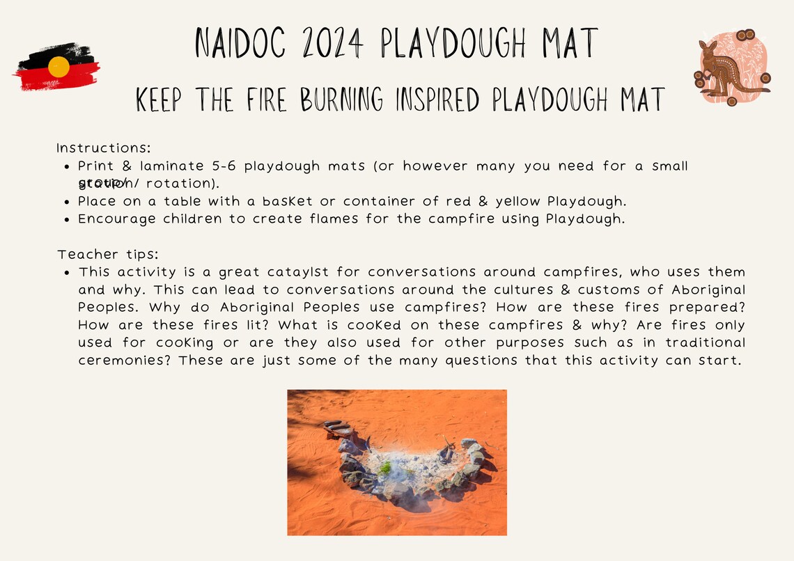 NAIDOC WEEK 2024 Keep the Fire Burning Inspired Playdough Mat - Etsy