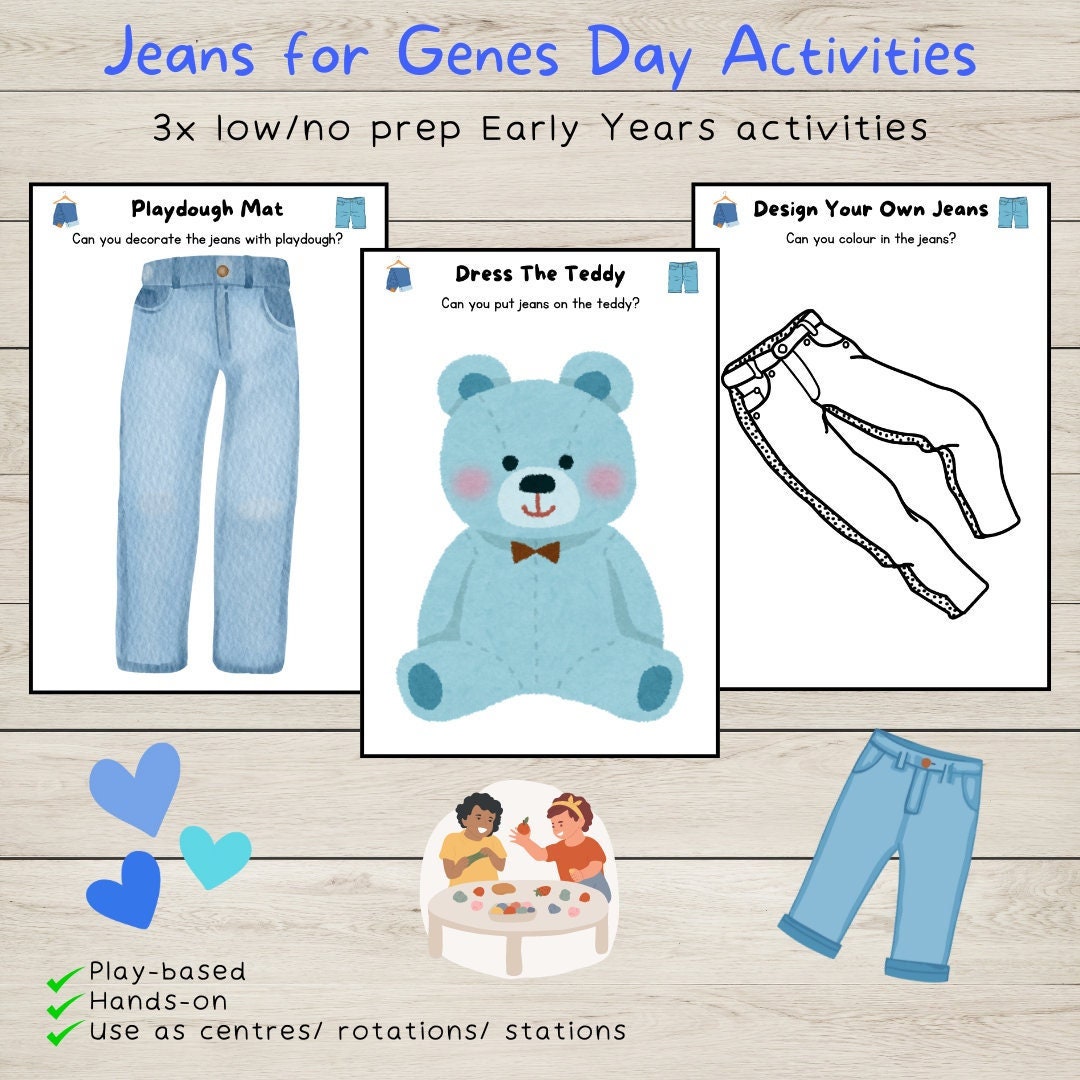 Jeans for Genes Day | Early Years Activities | Low & No Prep - Etsy