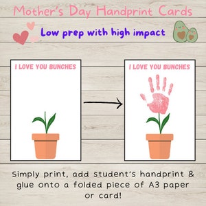 Mother's Day Handprint Cards - Etsy