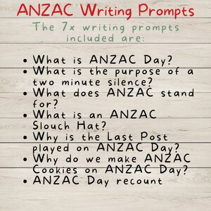 ANZAC Writing Prompts for Beginner Writers - Etsy