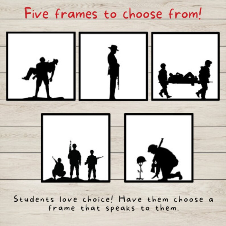 ANZAC Day Craft, Silhouette Frames - Etsy