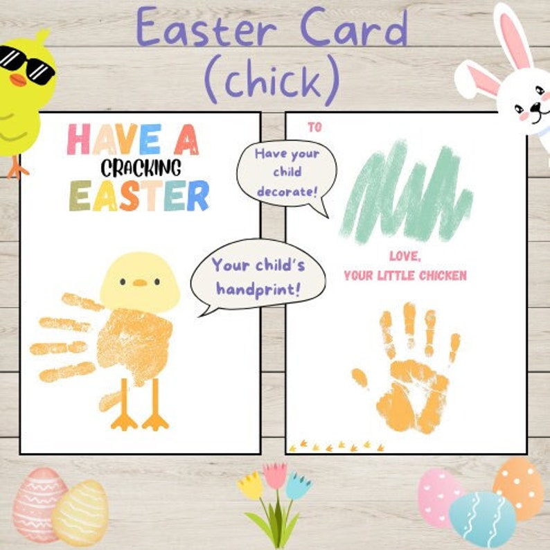 Easter Handprint Card Chick Theme - Etsy
