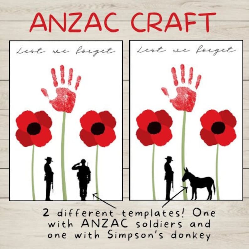 ANZAC Day Craft With Handprints - Etsy Australia