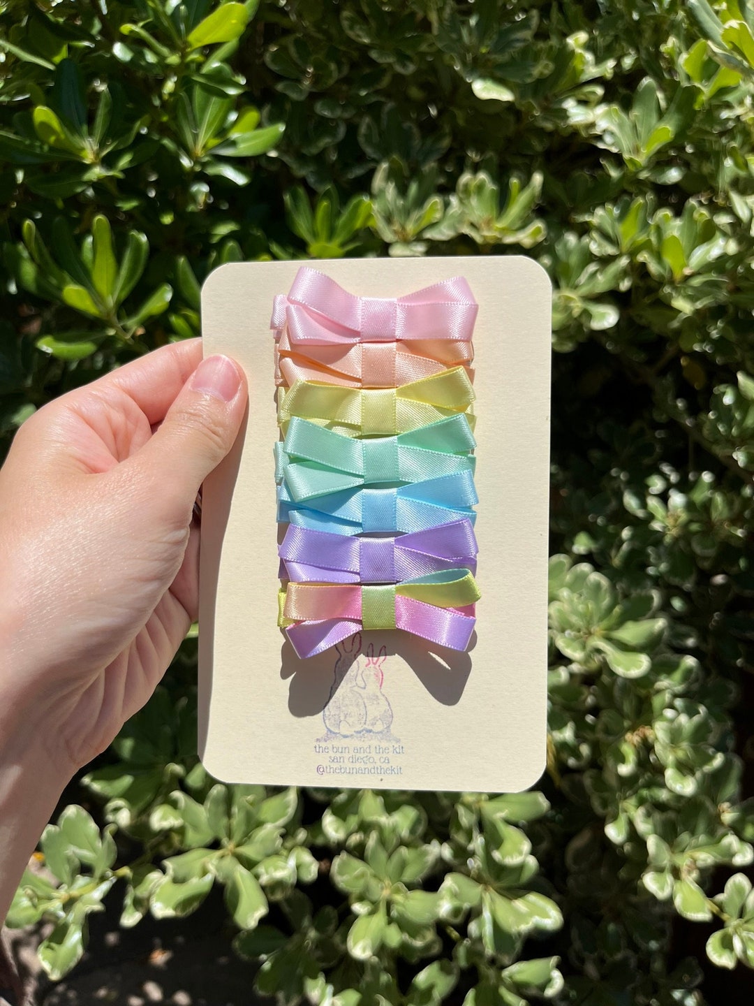 Medium Satin Pastel Rainbow Hair Clips Set With Bows - Etsy