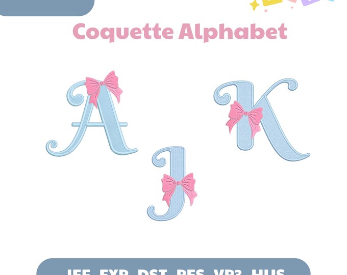 Alphabet With Bow Embroidery Design - 26 Letters, Bow Alphabet ...