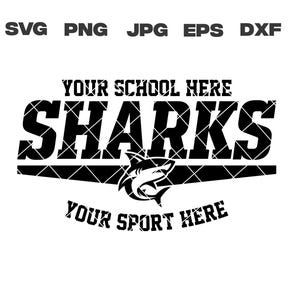 Personalized, Custom, Sharks Svg, School Mascot, Svg, Dxf, Eps, Png ...