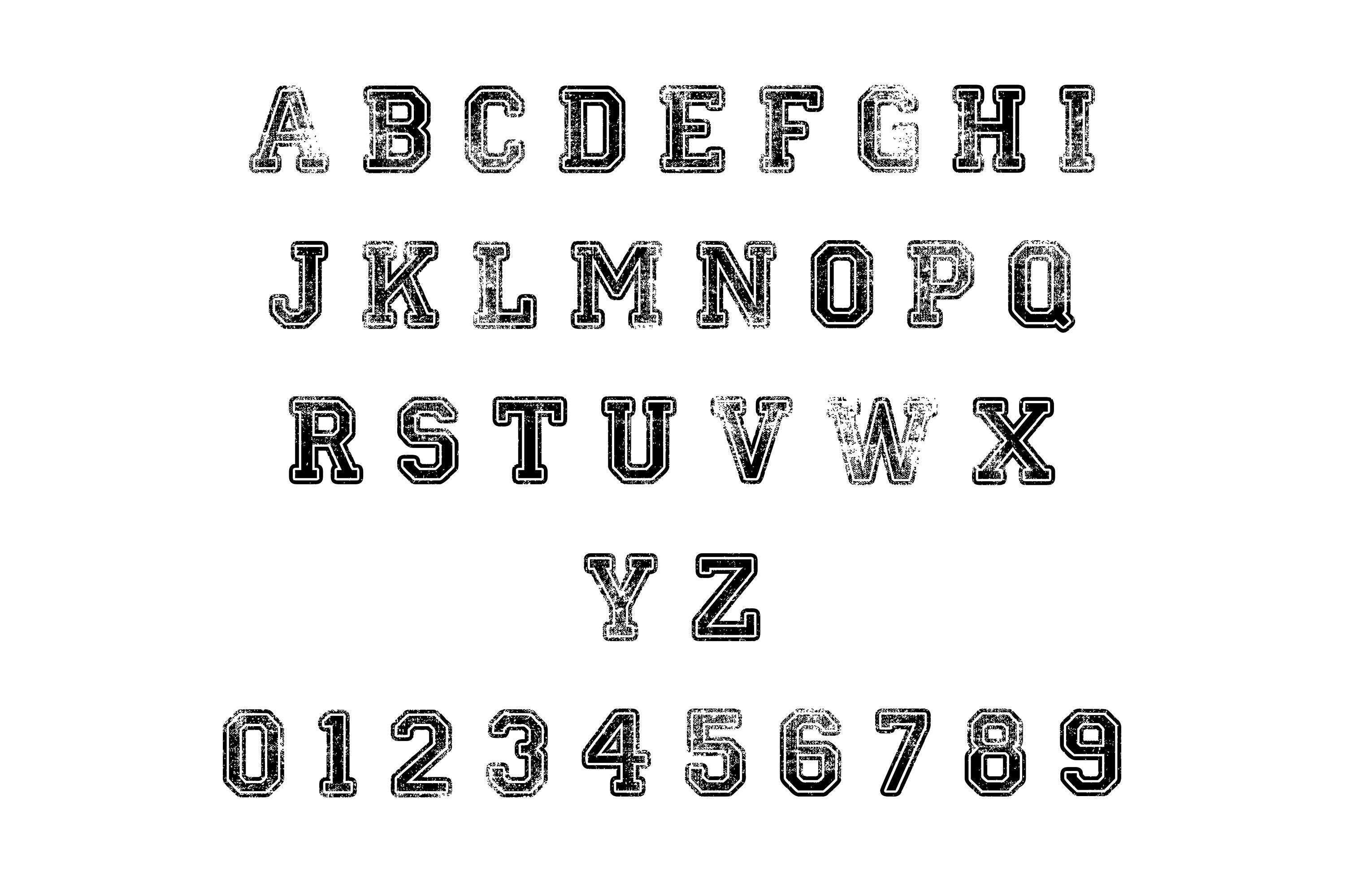 Varsity Distressed Font SVG, Football SVG Alphabet, Distressed Varsity SVG, Distressed Numbers ...