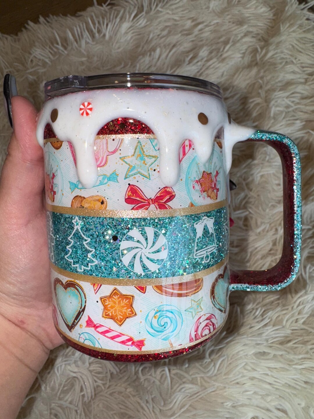 Candyland Christmas Mug – 10oz Glitter Coffee Cup With Icing Drip ...