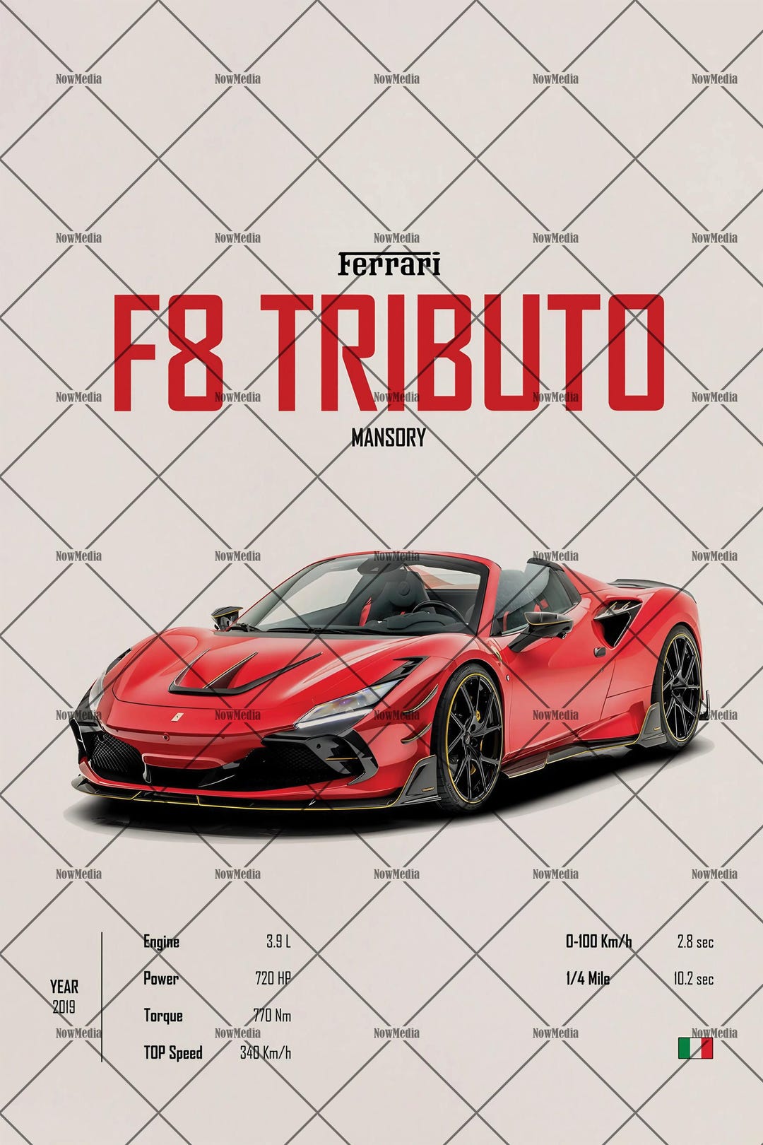 FERRARI F8 TRIBUTO MANSORY Poster - Digital Download Print, Printable ...