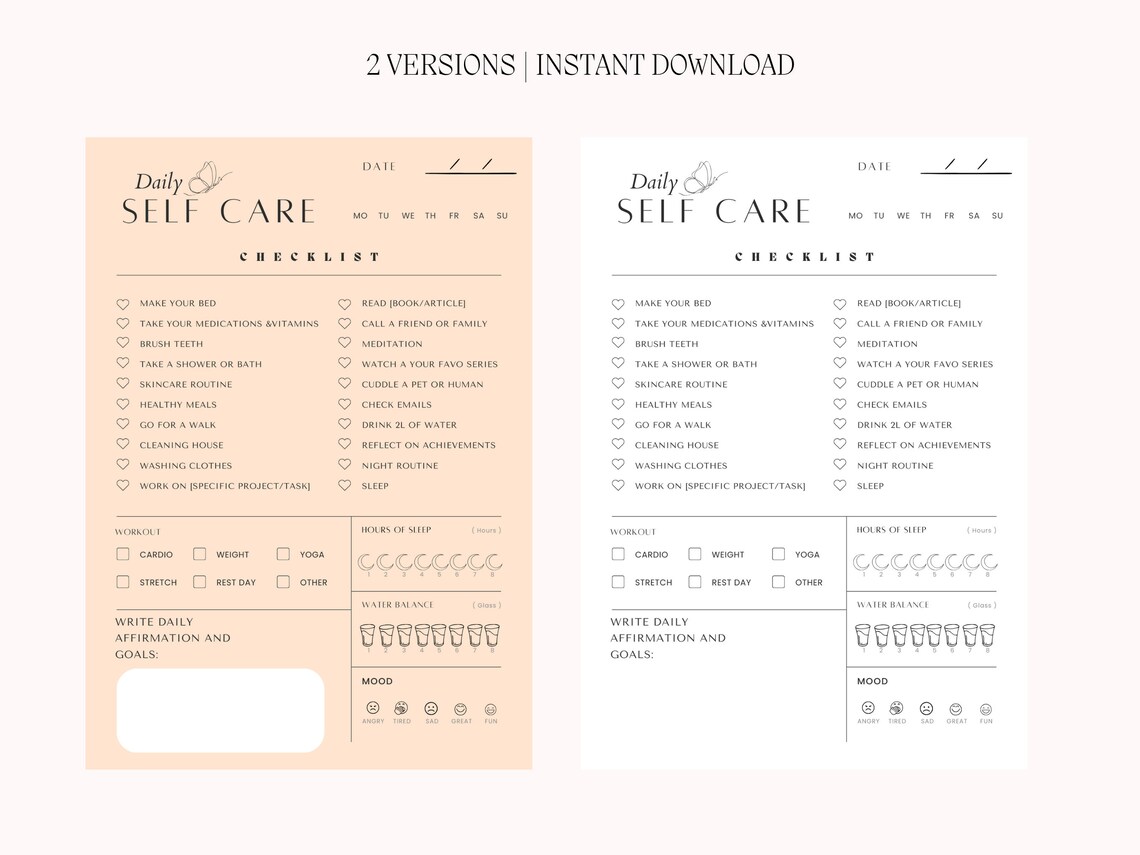 Daily Checklist Printable & Fillable | Daily to Do List Template |task ...