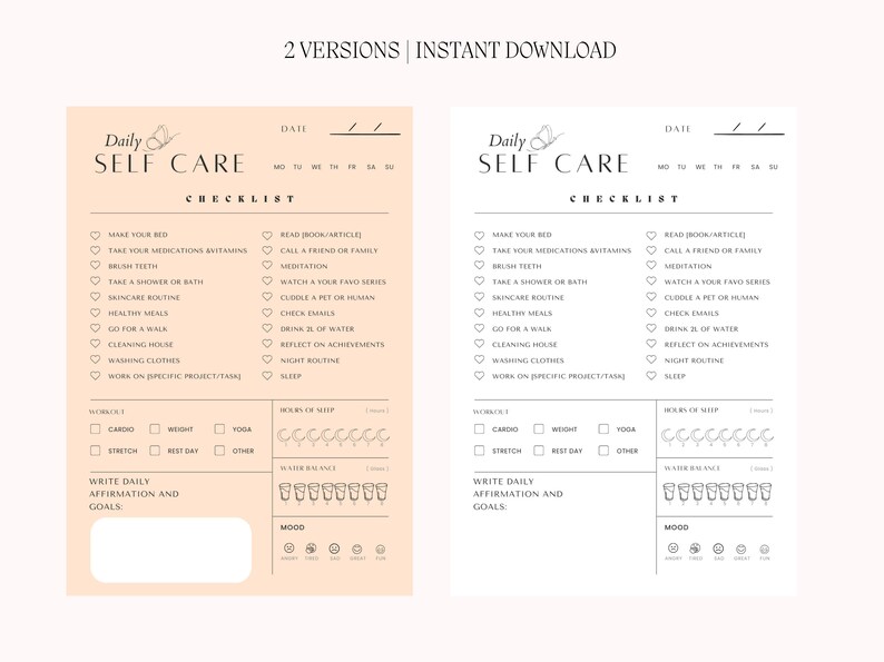 Daily Checklist Printable & Fillable | Daily to Do List Template |task ...