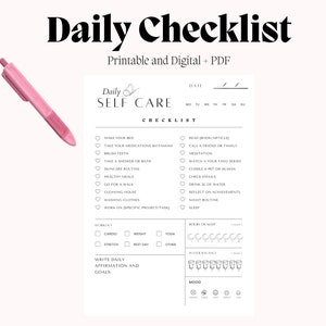 Daily Checklist Printable & Fillable Daily to Do List Template task ...