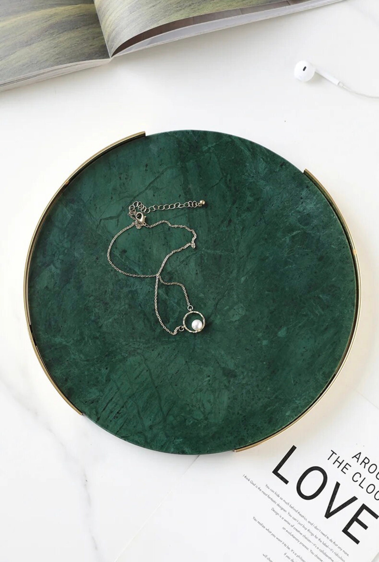 Natural Marble Stone Serving Tray for Hotel Luxury Round Jewellery ...