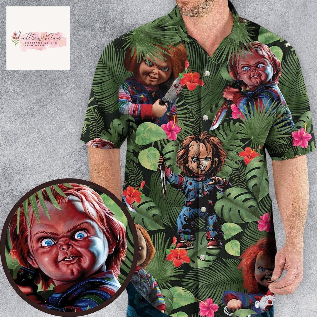 Chucky Hawaiian Shirt, Chucky Button Shirt, Horror Character Summer ...