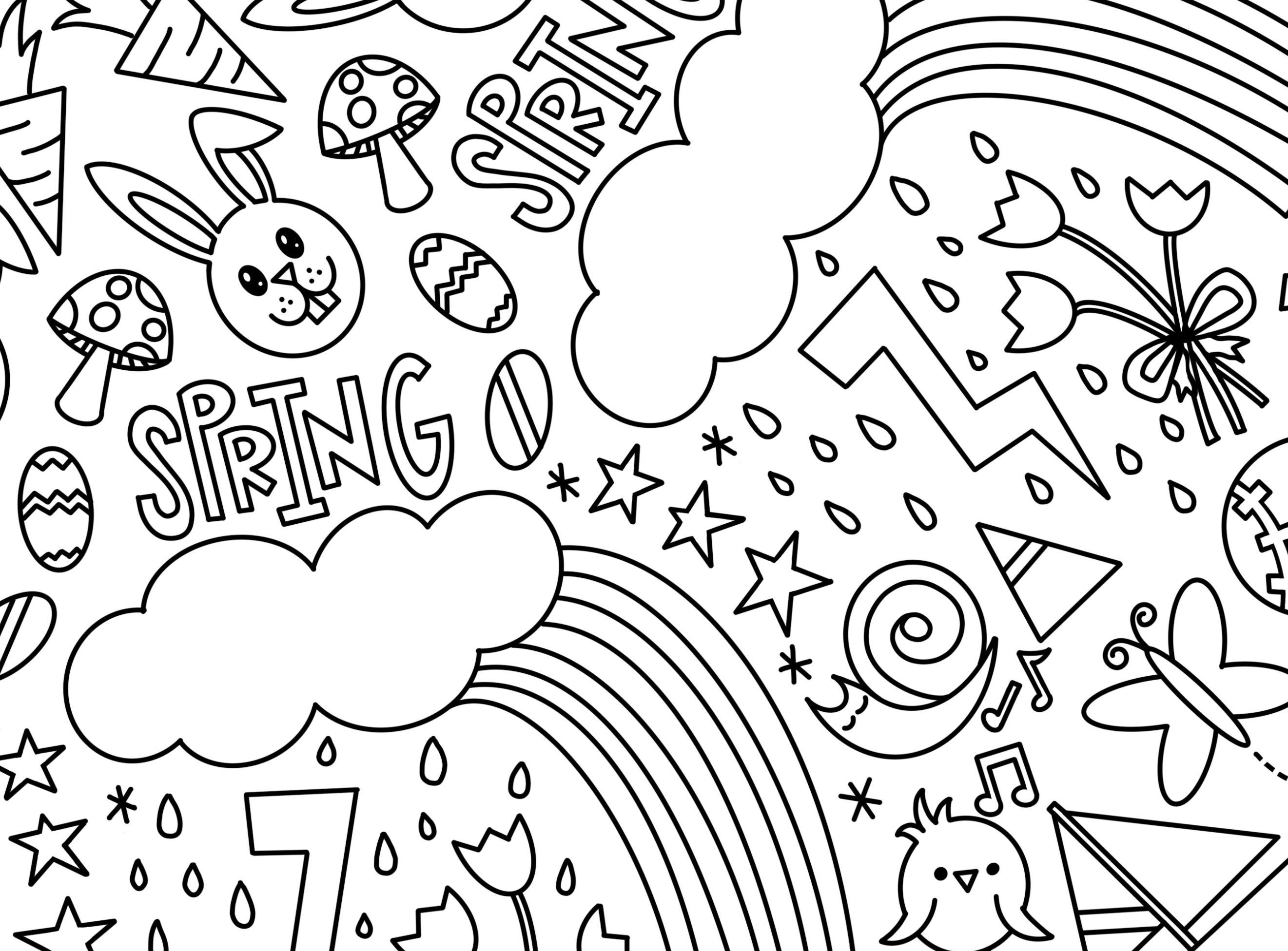 Oversized Coloring Page, Spring Coloring Page, Large Easter Coloring ...