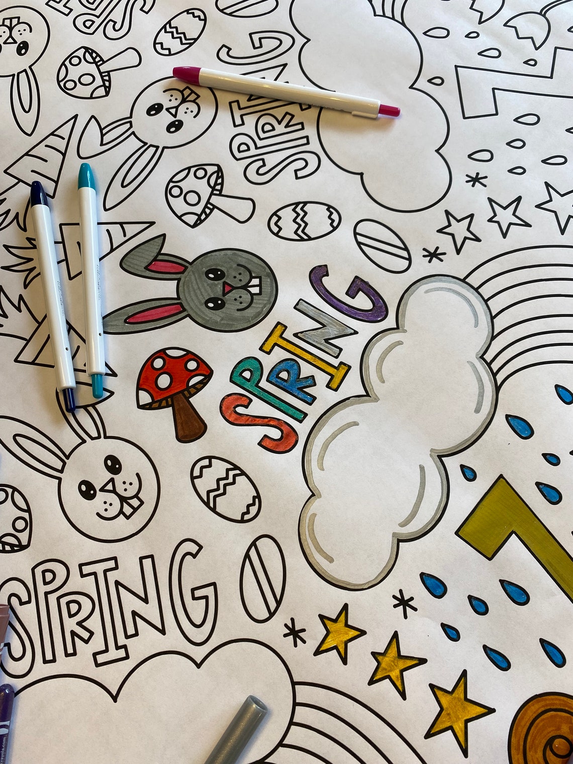 Oversized Coloring Page, Spring Coloring Page, Large Easter Coloring ...