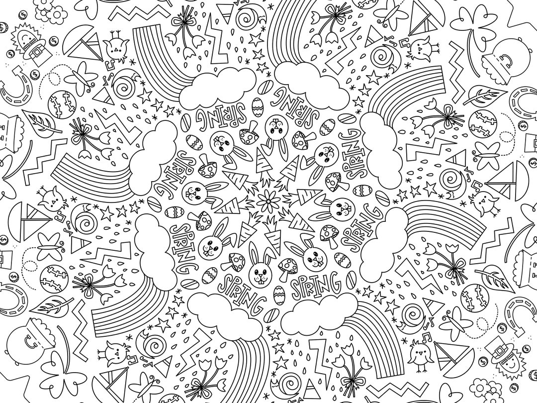 Oversized Coloring Page, Spring Coloring Page, Large Easter Coloring ...