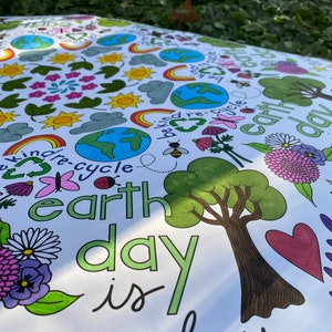 Earth Day Coloring Page, Oversized Coloring Page, Large Earth Day ...