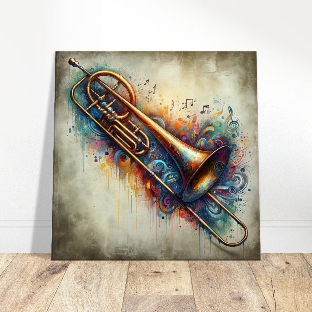 Brass Harmony - Urban Trombone Canvas Art, Soulful Brass Wall Decor ...