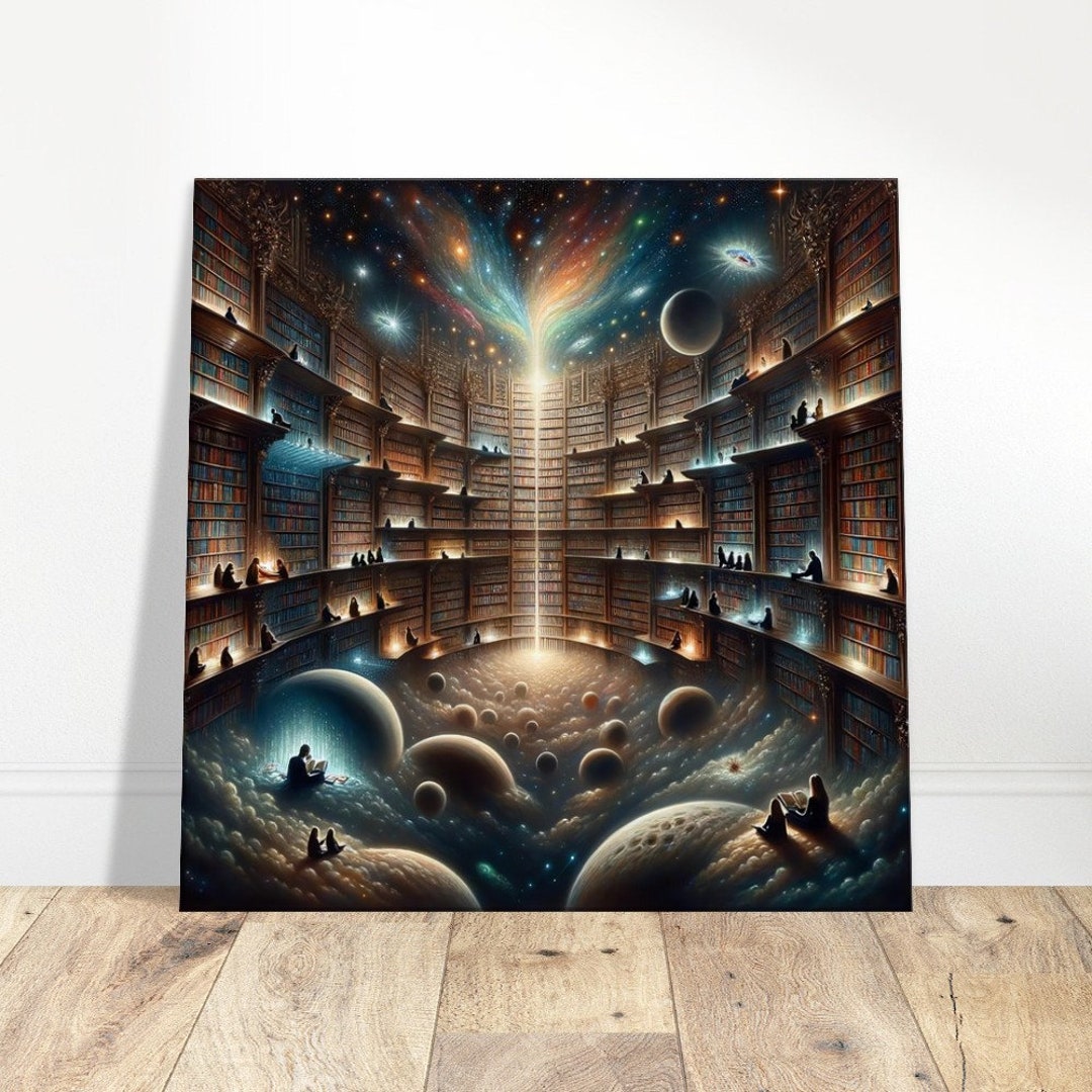 Library in Space Print on Canvas - Etsy