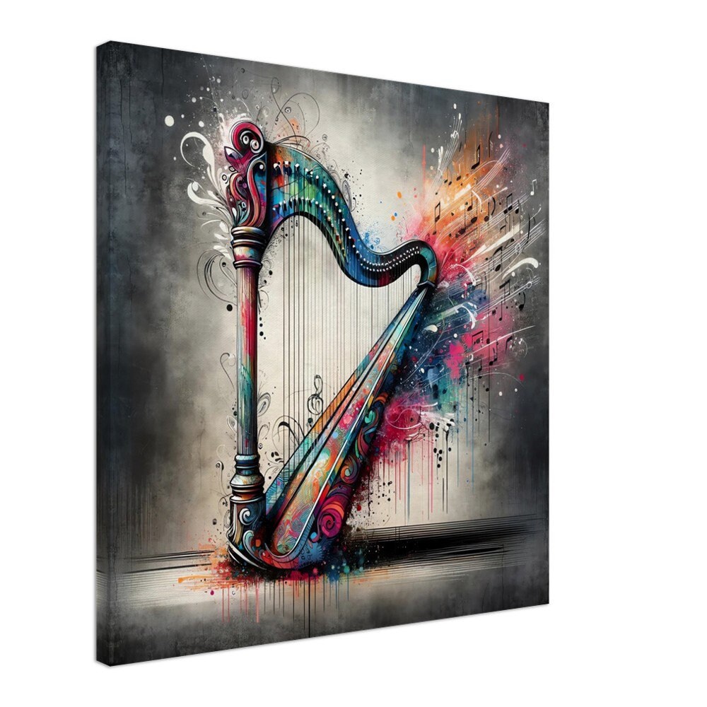 Ethereal Strings - Urban Harp Canvas Art, Angelic Harp Wall Decor ...
